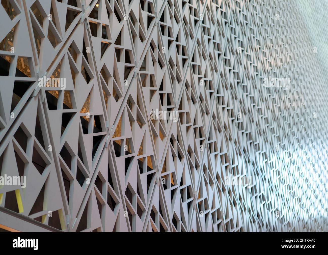 Angled parallel lines on the facade of a modern architecture building ...