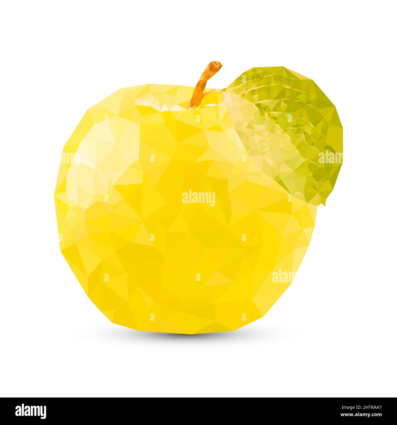 Polygon apple vector illustration. Yellow polygonal fruits isolated on ...