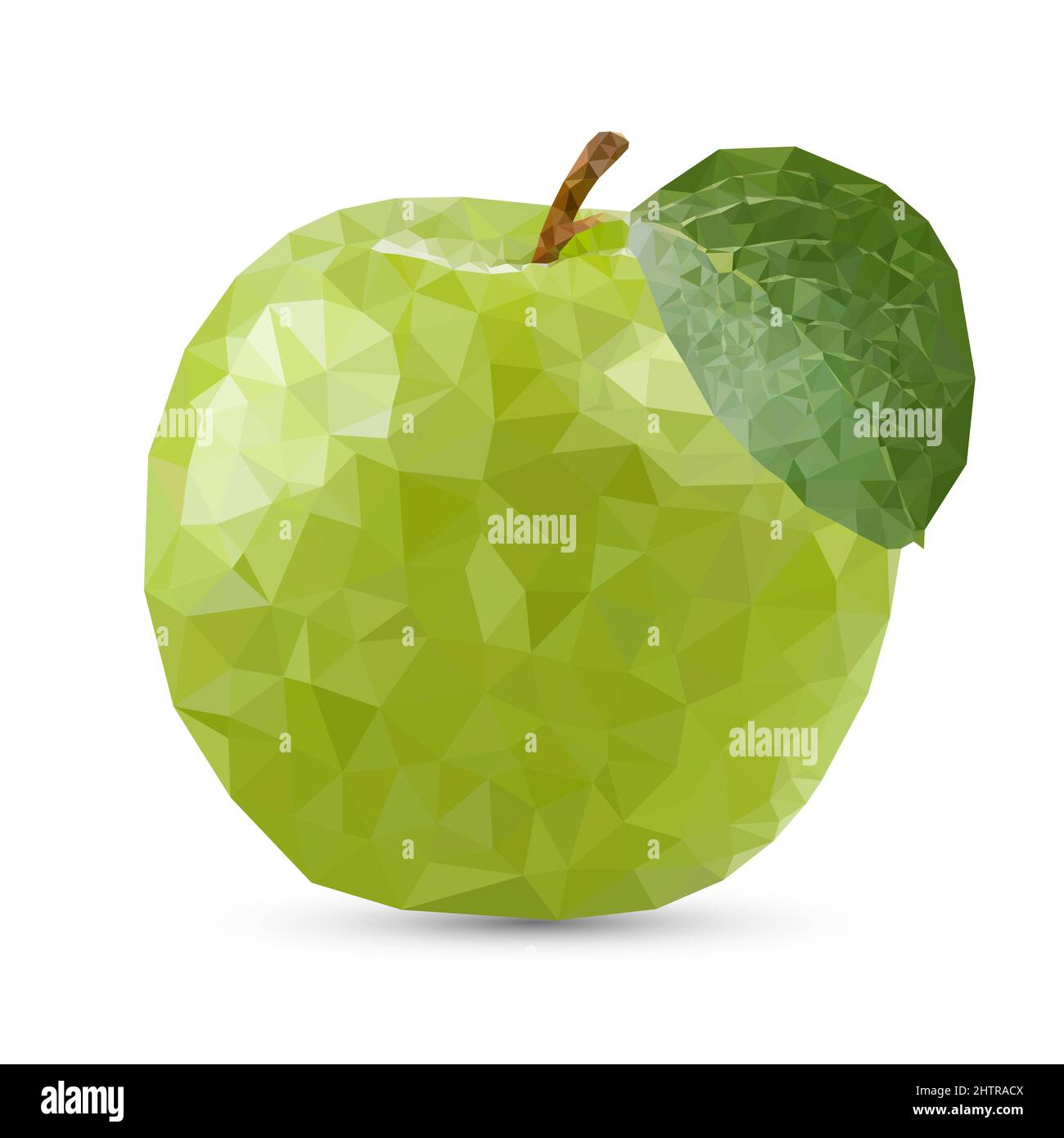 Polygon apple vector illustration. Green polygonal fruits isolated on ...