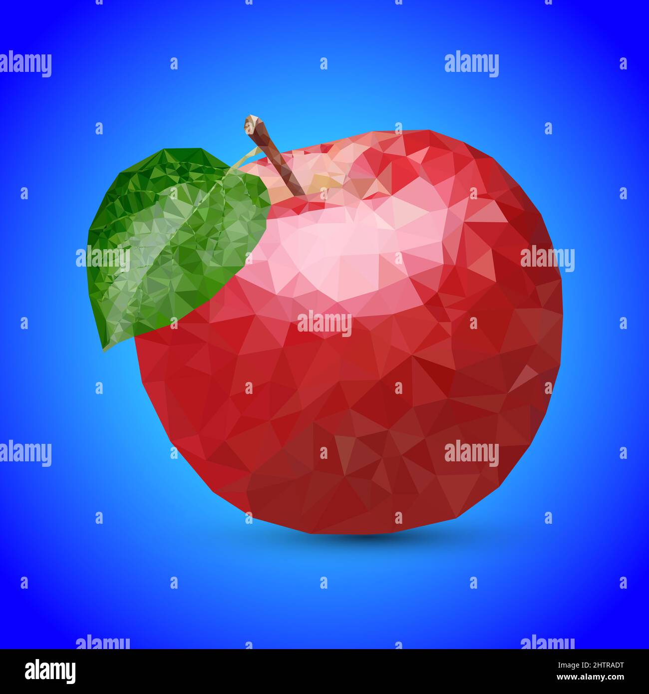Polygon apple vector illustration. Red polygonal fruits isolated on ...