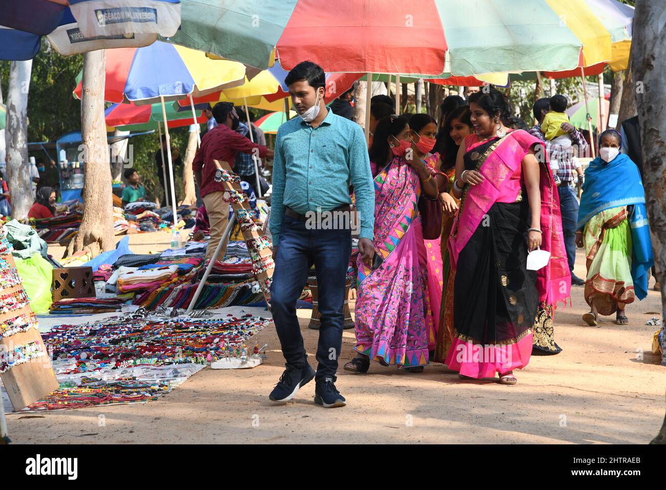 Open air stalls of the Sonajhuri haat near Santiniketan, Bolpur in the ...