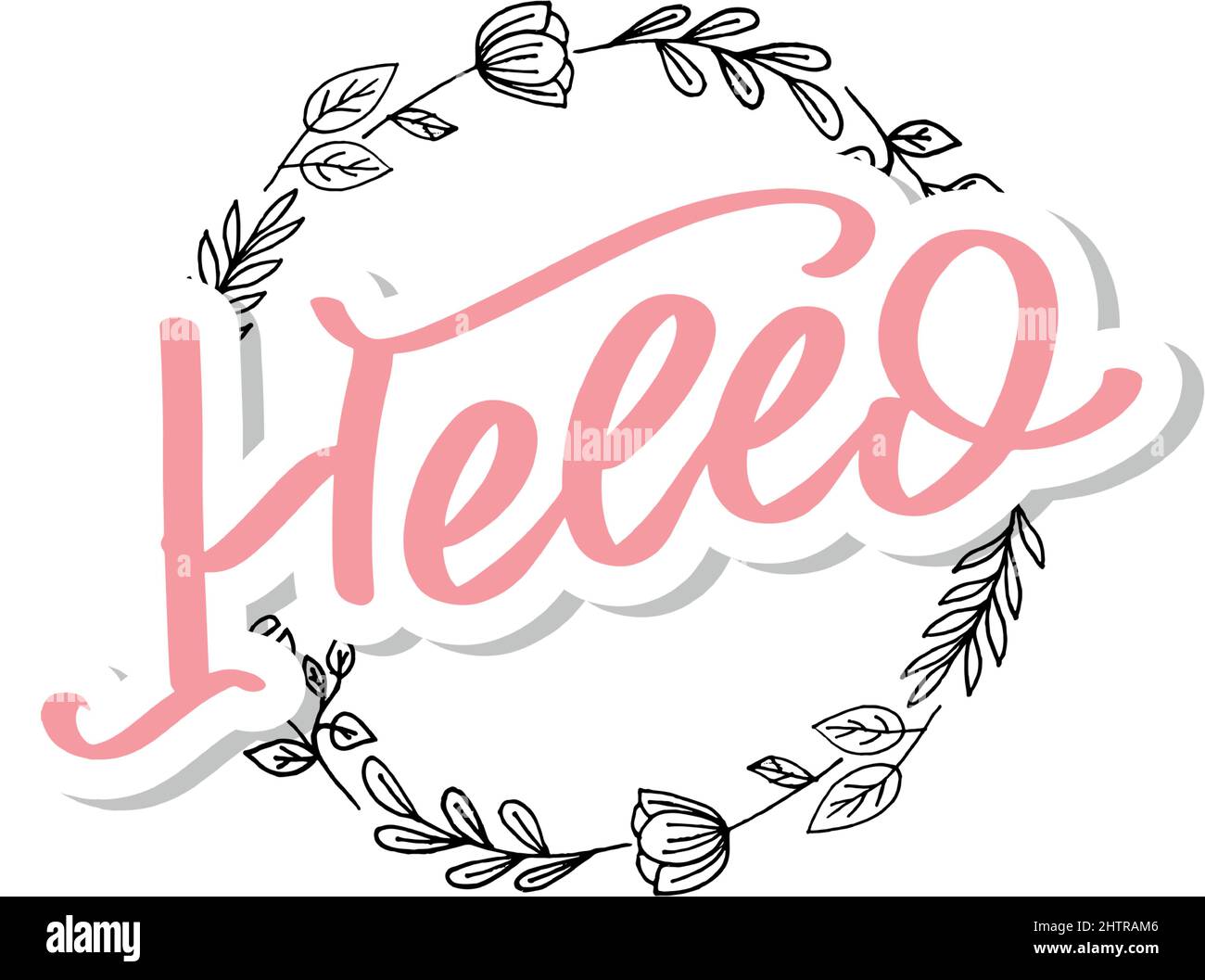 Hello in hand drawn style. Hello world. Lettering design concept. White ...