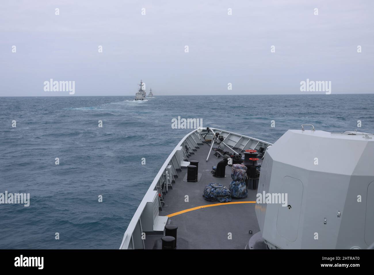 Directly hit the wonderful moment of naval combat training at sea Stock ...