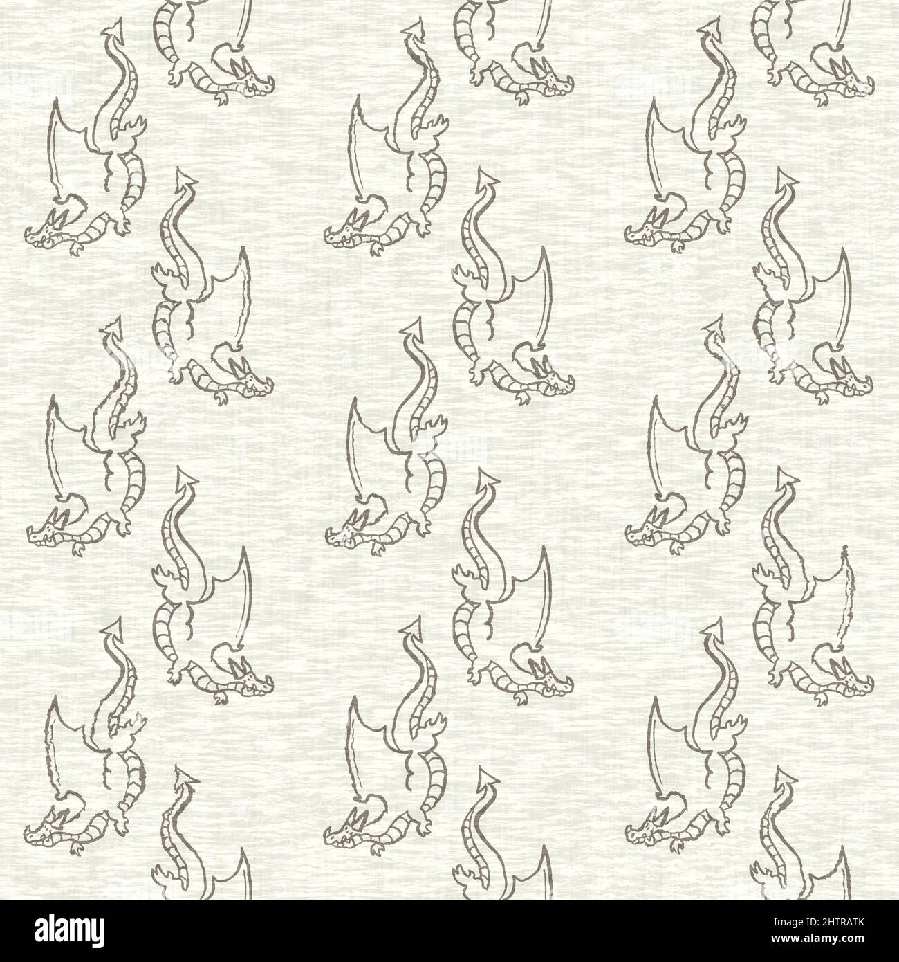 Dragon linen effect texture pattern. Seamless woven mythical reptile ...