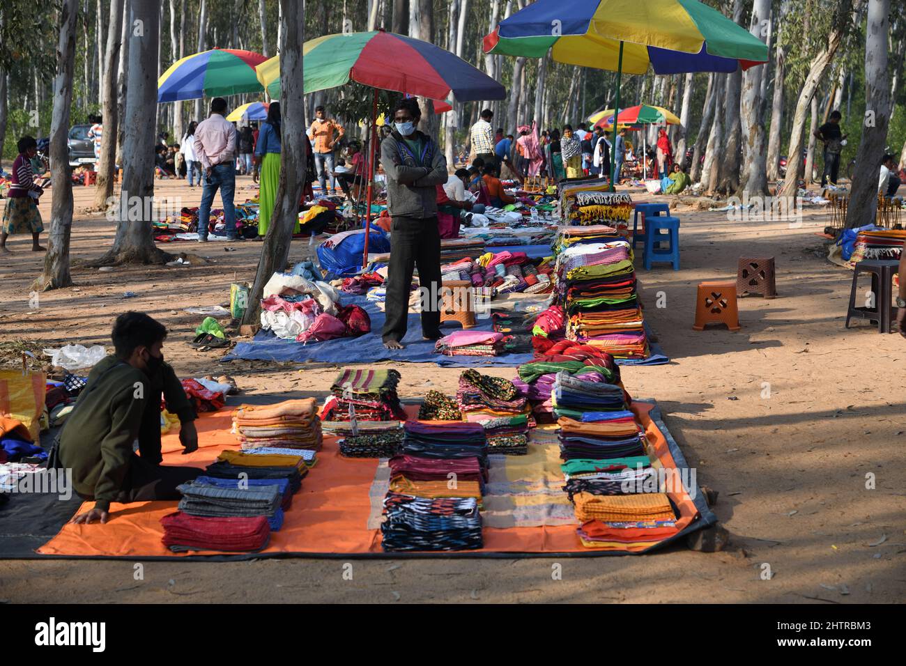 Open air stalls of the Sonajhuri haat near Santiniketan, Bolpur in the ...