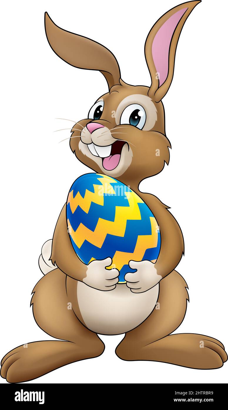 Easter Bunny Cartoon Rabbit With Giant Egg Stock Vector Image & Art - Alamy