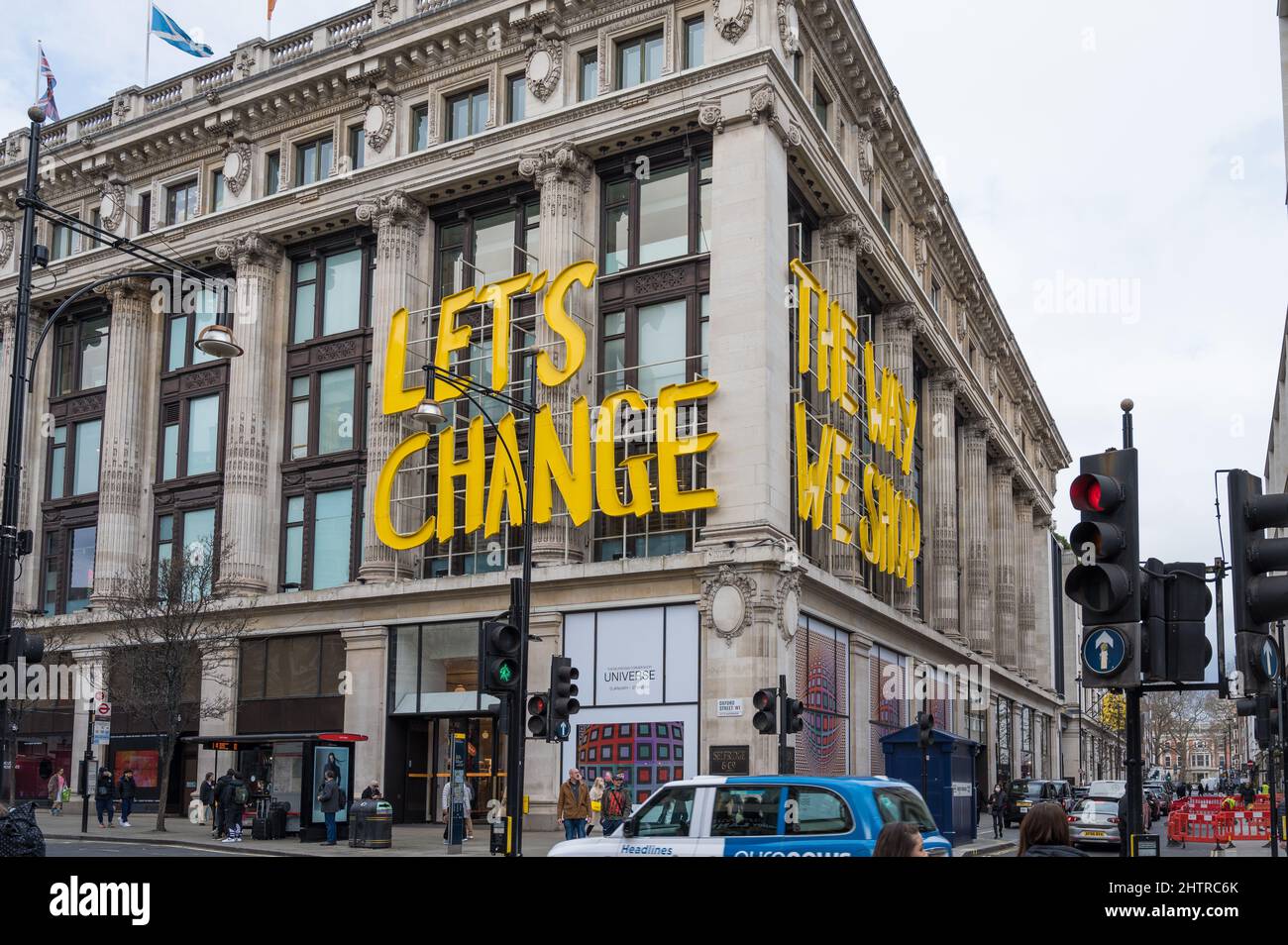 Exterior of Selfridges department store at the corner of Oxford Street ...