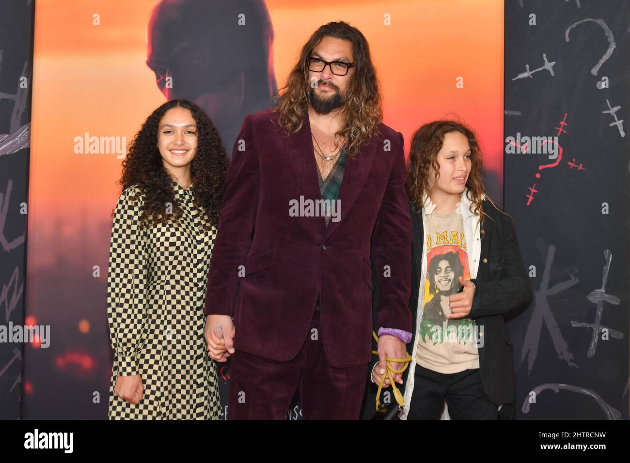 Lola Momoa, Jason Momoa and Nakoa-Wolf Momoa attend "The Batman" World ...