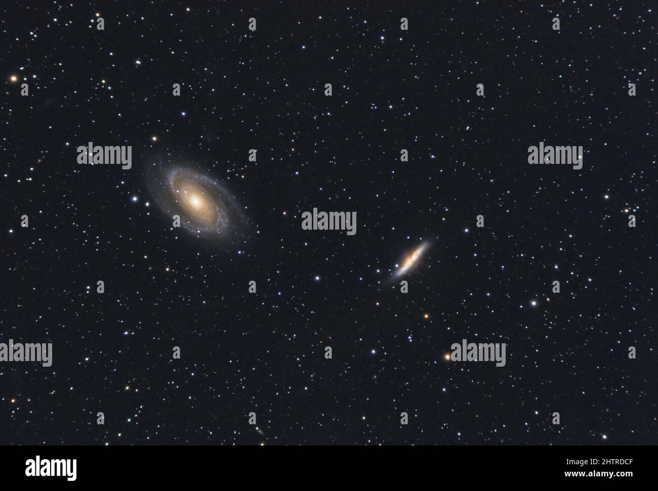 Bode galaxy (Messier 81) and Cigar galaxy (Messier 82), in the boreal constellation of Ursa ...