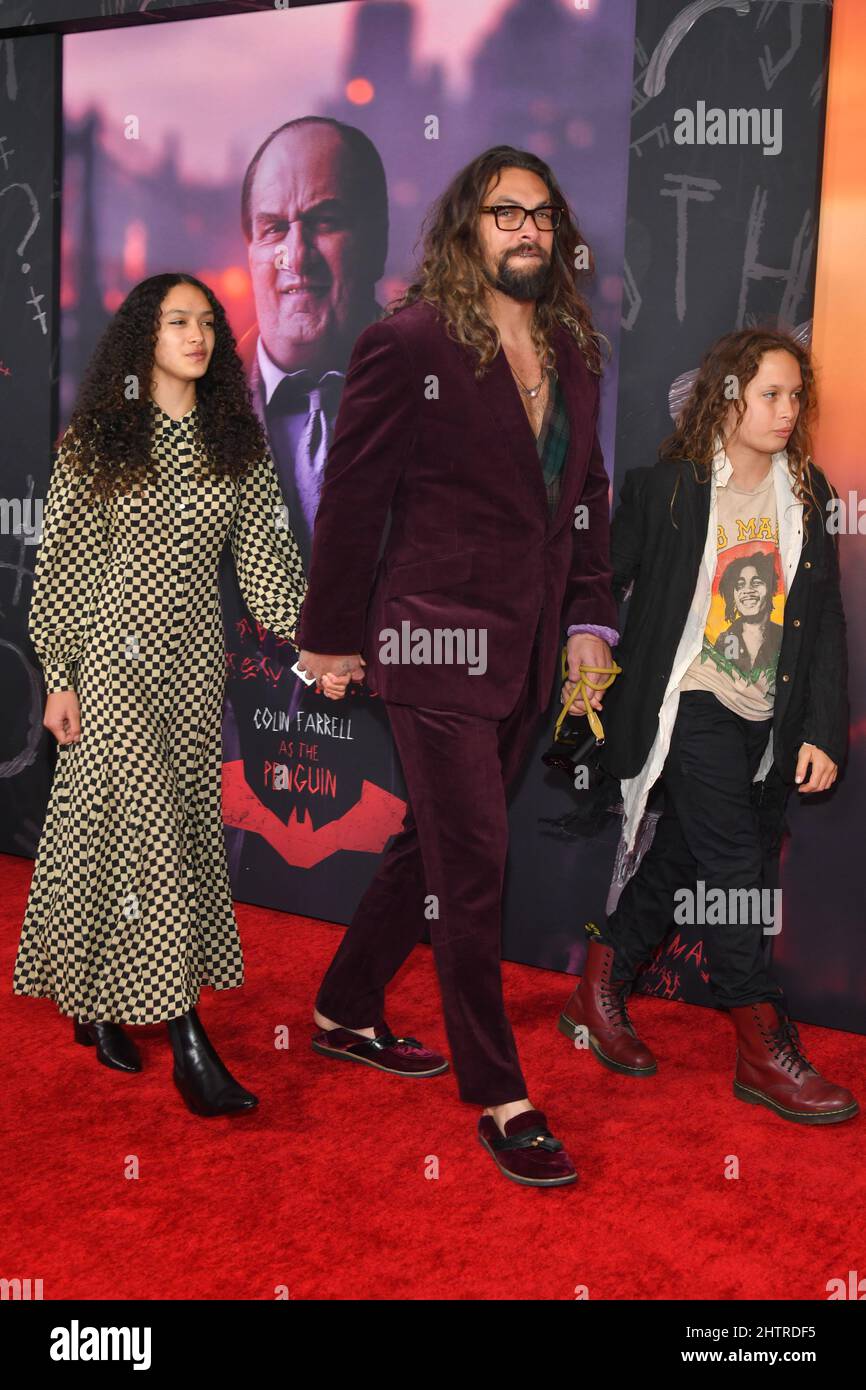 Lola Momoa, Jason Momoa and Nakoa-Wolf Momoa attend "The Batman" World ...