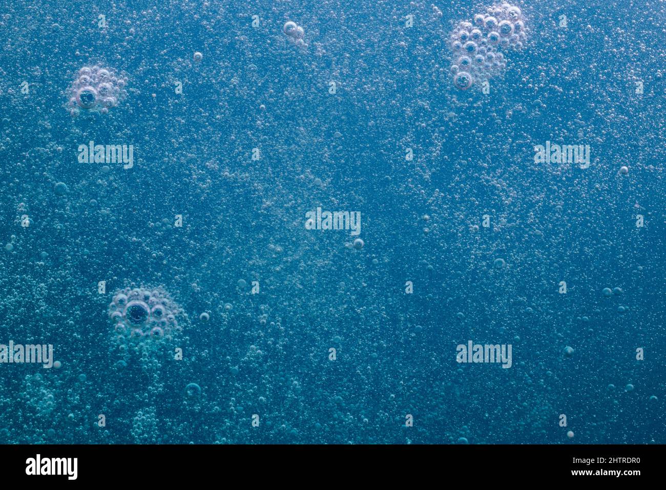 Air bubbles on deep blue background, bubbles rise to the top. Water ...