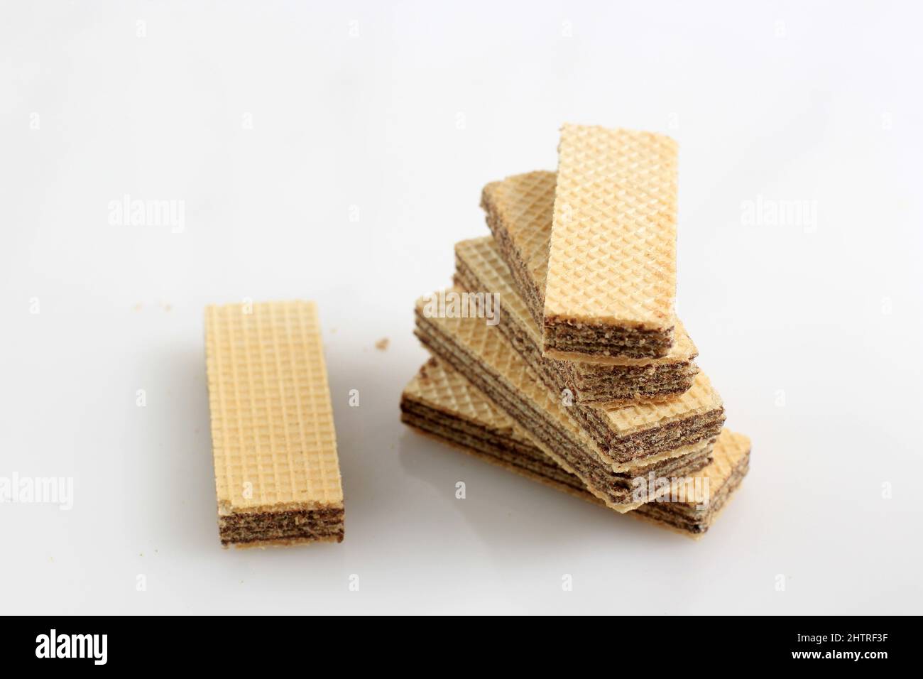 Stacked Wafer on White Background, Copy Space for Text Stock Photo - Alamy