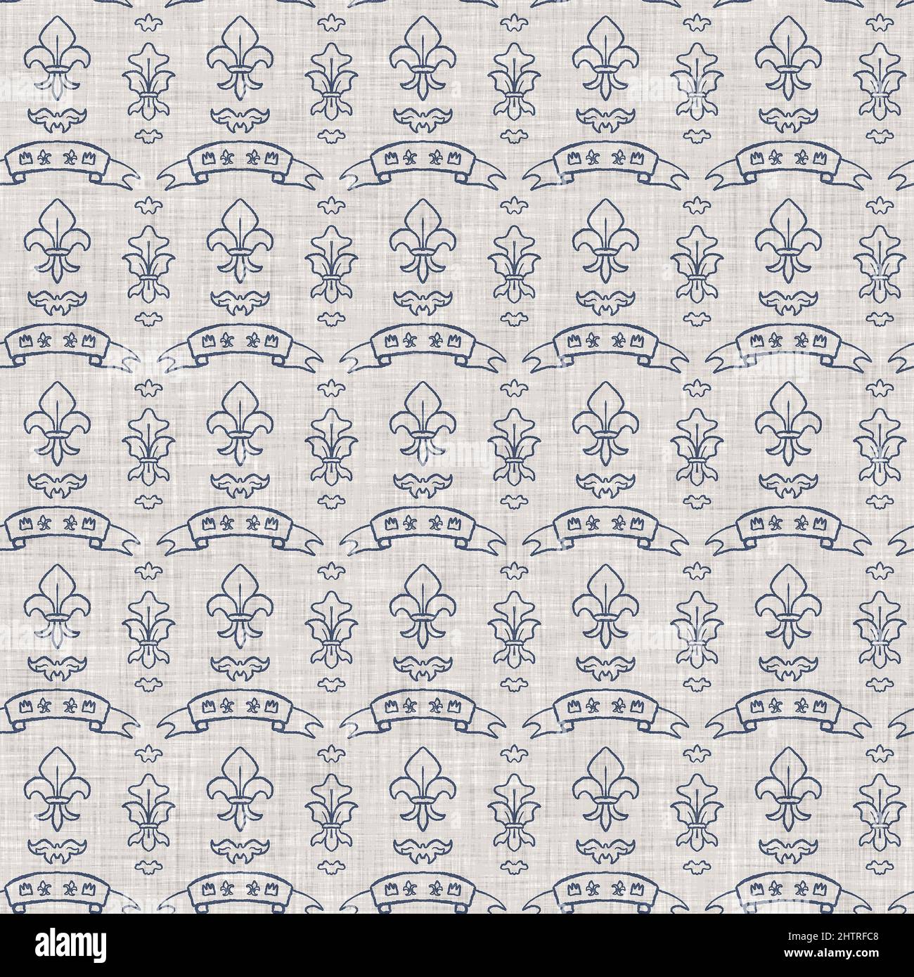 French fleur de lis royal lily seamless pattern. Farmhouse cottage ...