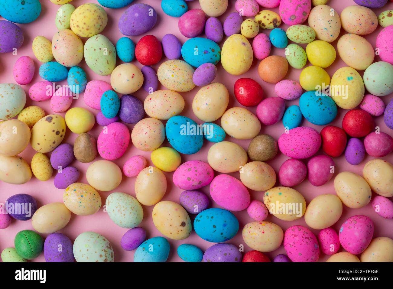 Full frame shot of multi colored easter candy eggs Stock Photo - Alamy