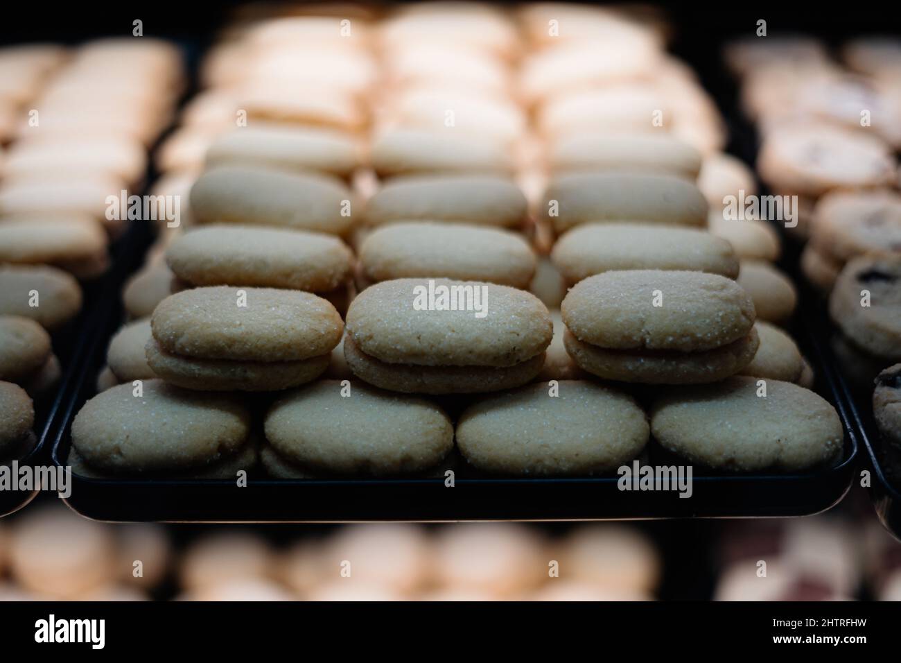 Closeup photo of sugar cookies on trays in a bakery Stock Photo - Alamy