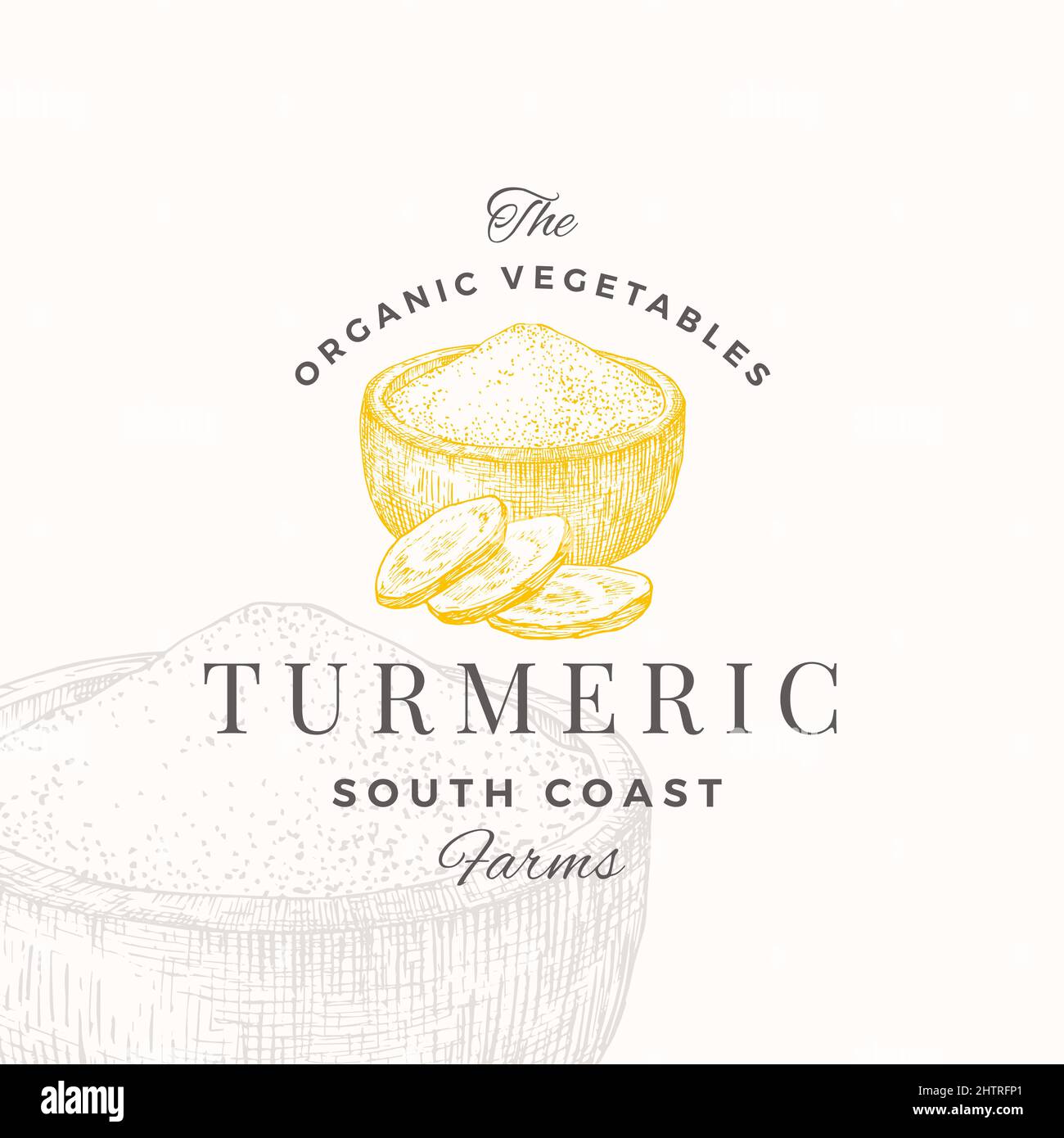 Turmeric Spice Powder Abstract Vector Sign, Symbol, Logo Template. Hand ...