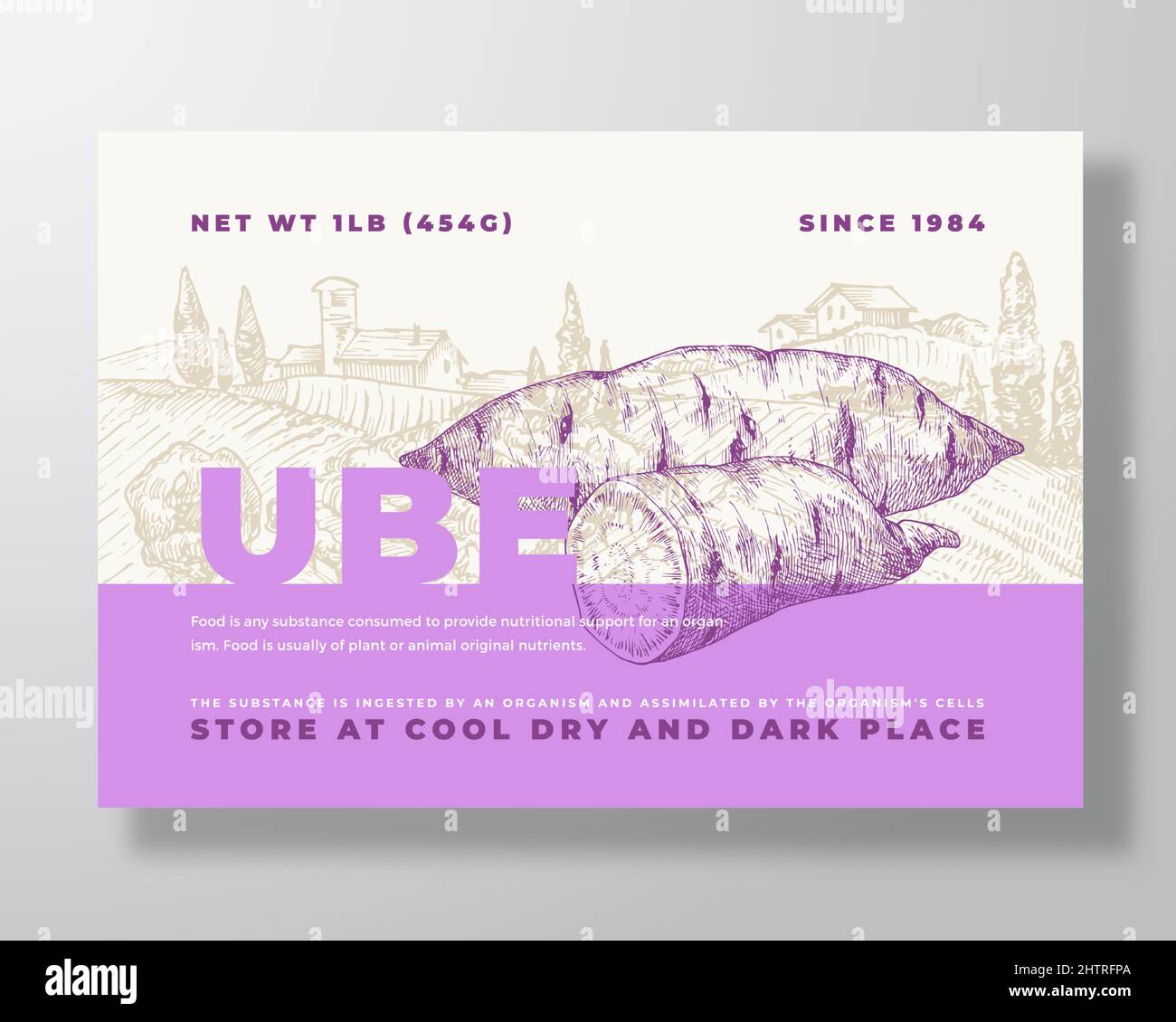 Ube Purple Yam Food Label Template. Abstract Vector Packaging Design ...
