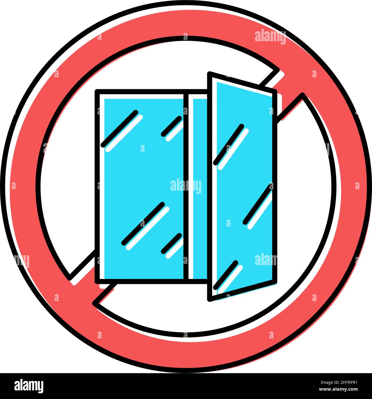 open window prohibition sign color icon vector illustration Stock ...