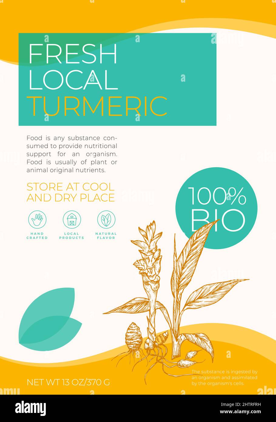 Fresh Local Turmeric Label Template. Abstract Vector Packaging Design ...
