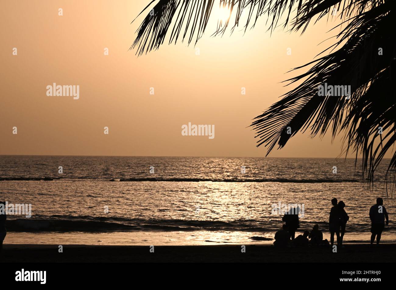 A view of the sunset over the Atlantic Ocean, in Costa Adeje, Tenerife ...