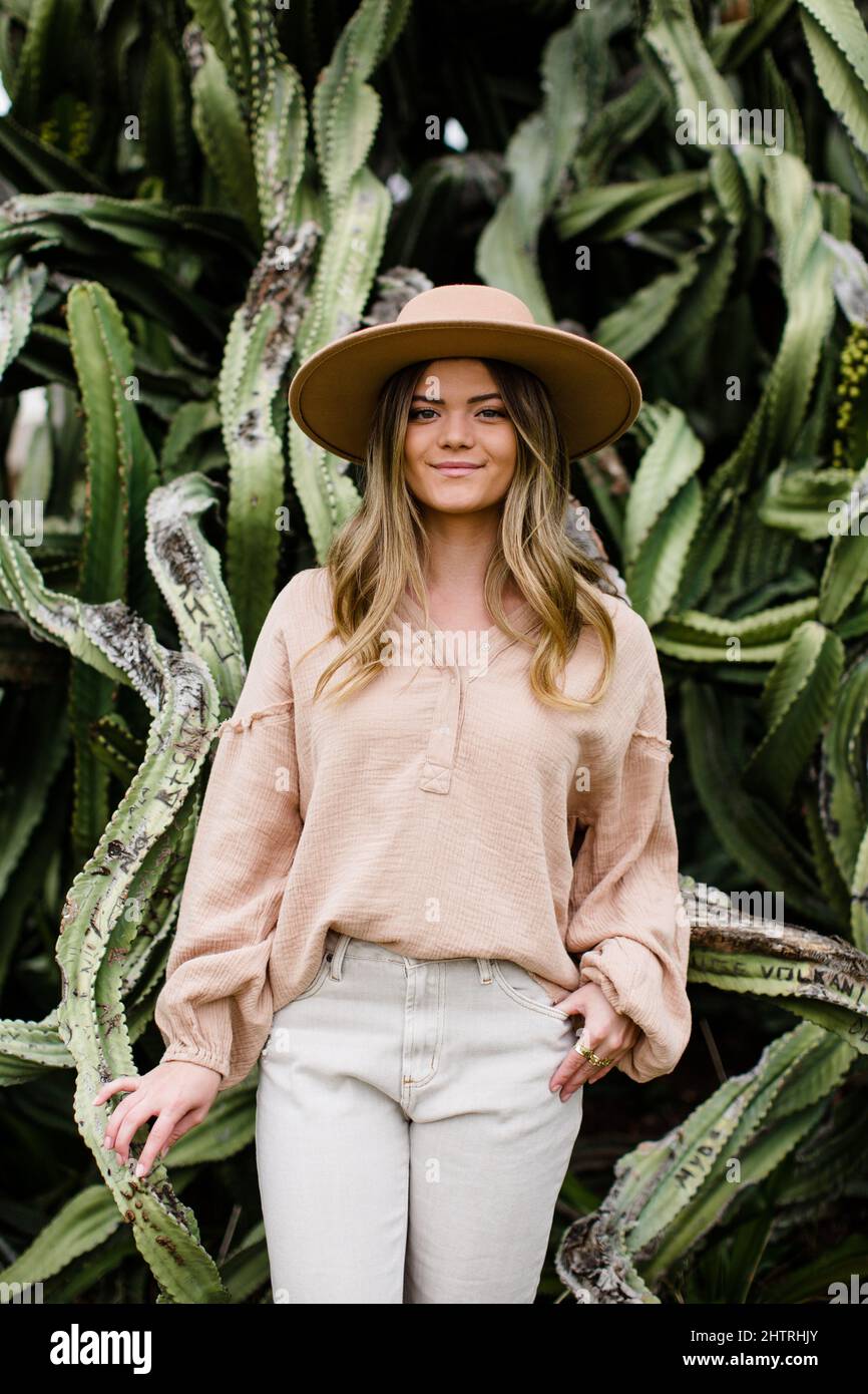 Mid Twenties Woman Modeling Clothing And Accessories In San Diego Stock