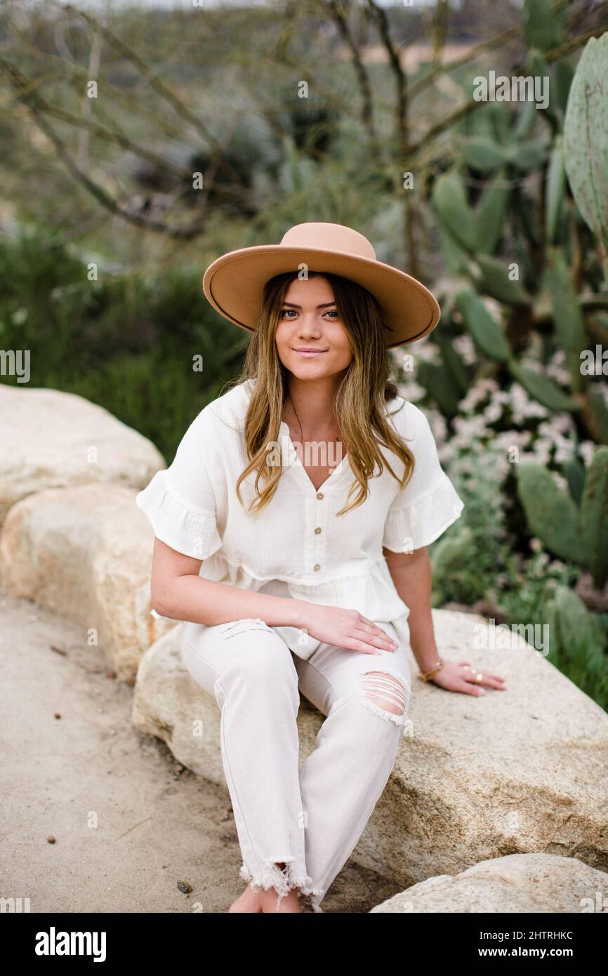 Mid Twenties Woman Modeling Clothing And Accessories In San Diego Stock