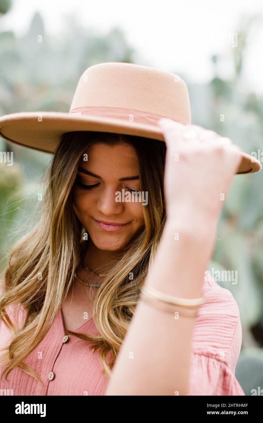 Mid Twenties Woman Modeling Clothing And Accessories In San Diego Stock