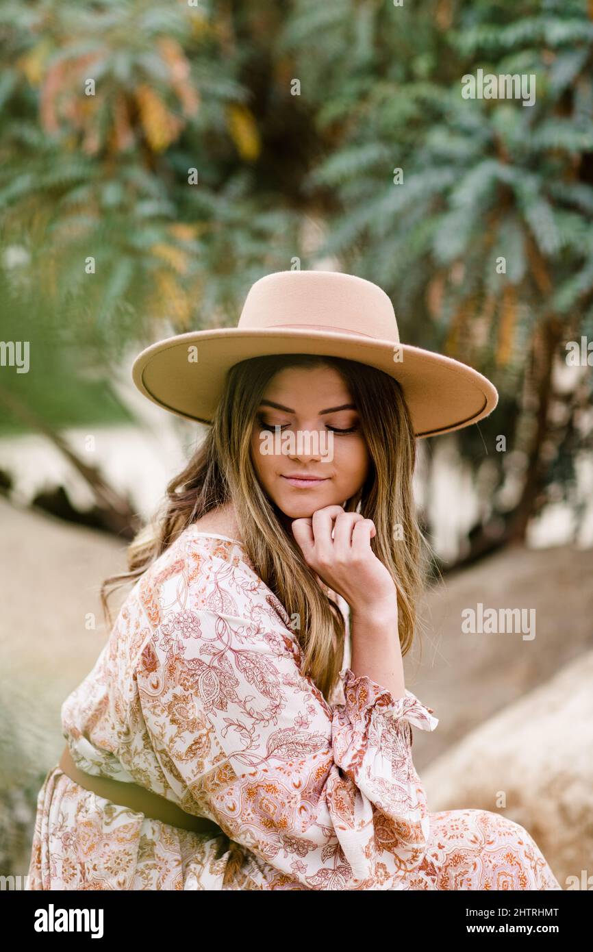 Mid Twenties Woman Modeling Clothing And Accessories In San Diego Stock