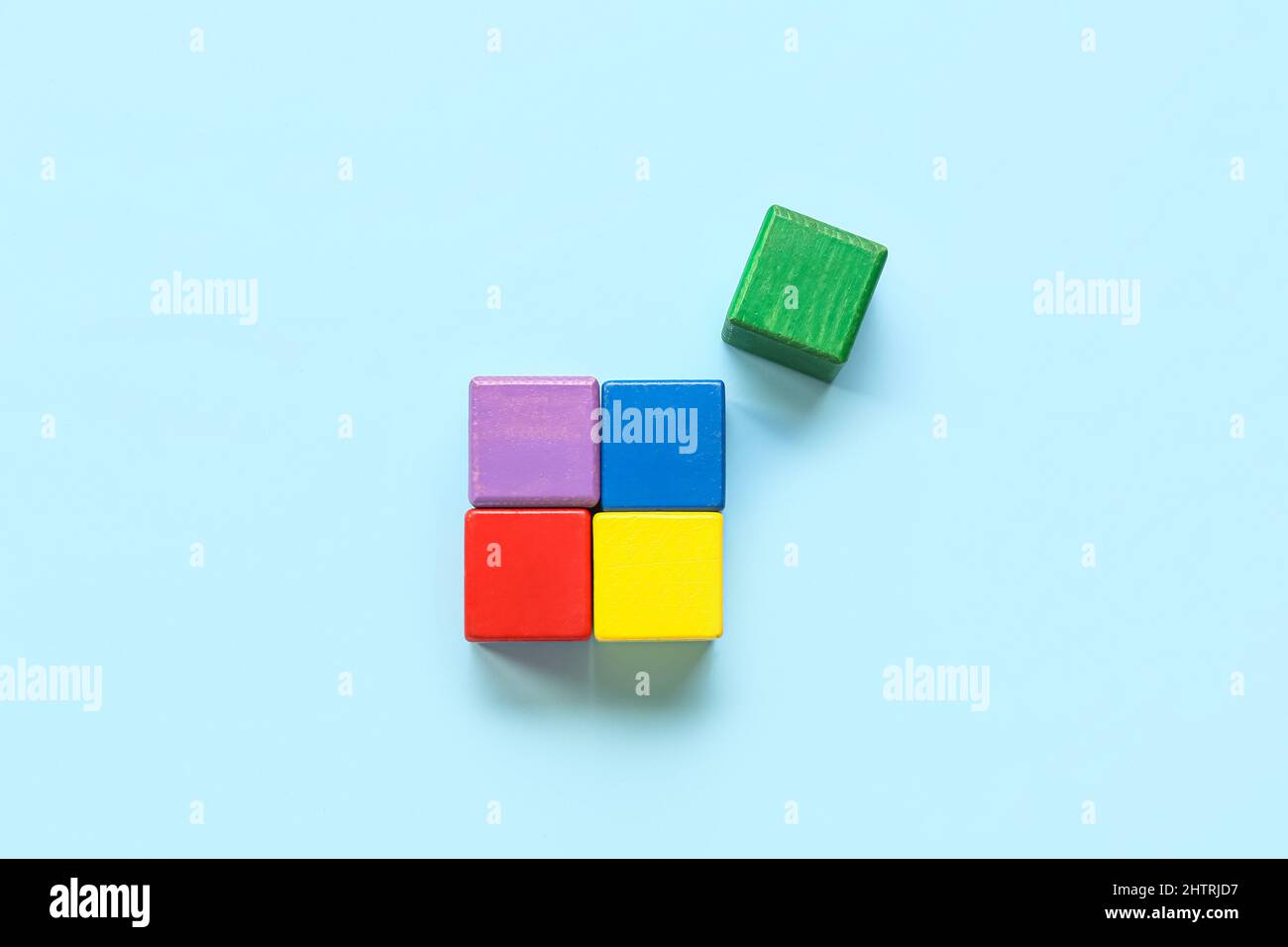 Colorful cubes on blue background. Concept of autistic disorder Stock ...