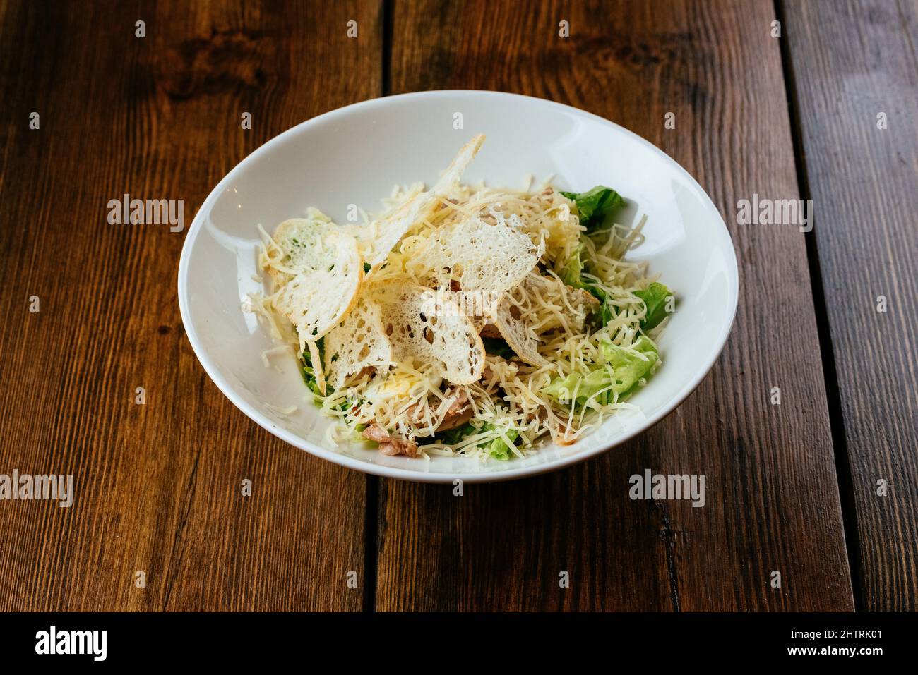 caesar salad with chicken . restaurant menu Stock Photo - Alamy