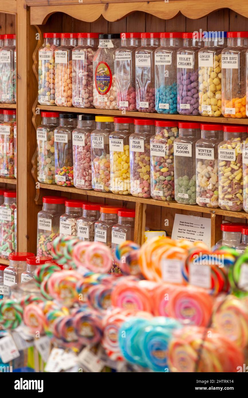 A selection of classic old sweets in jars Stock Photo - Alamy