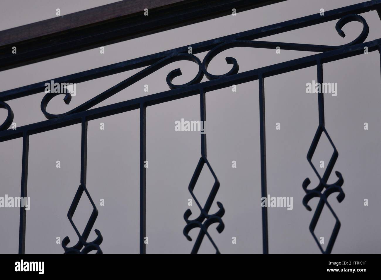 Traditional handcrafted wrought iron balcony railing in Nafplio, Greece ...