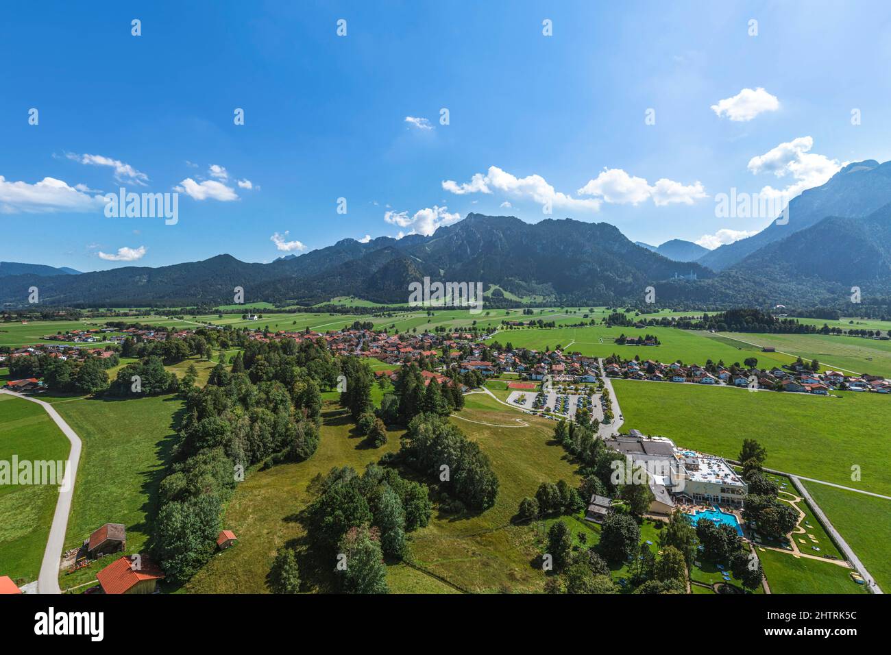 Aerial view to the region around Schwangau on Forggensee Stock Photo ...