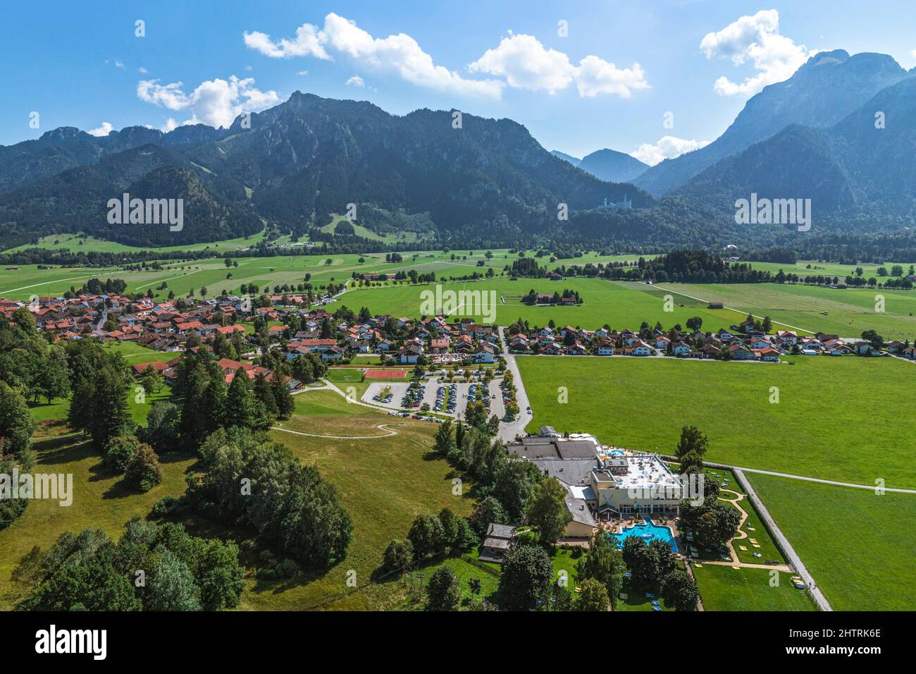 Aerial view to the region around Schwangau on Forggensee Stock Photo ...