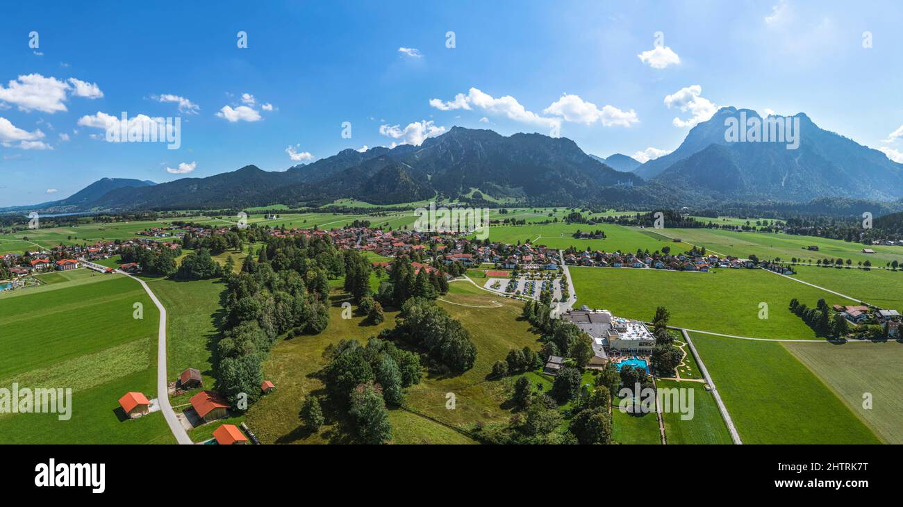Aerial view to the region around Schwangau on Forggensee Stock Photo ...