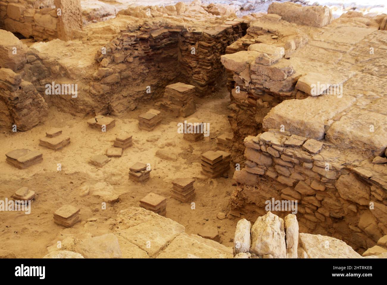 Ruins of an old thermal bath in the city of Kourion, Cyprus Stock Photo ...