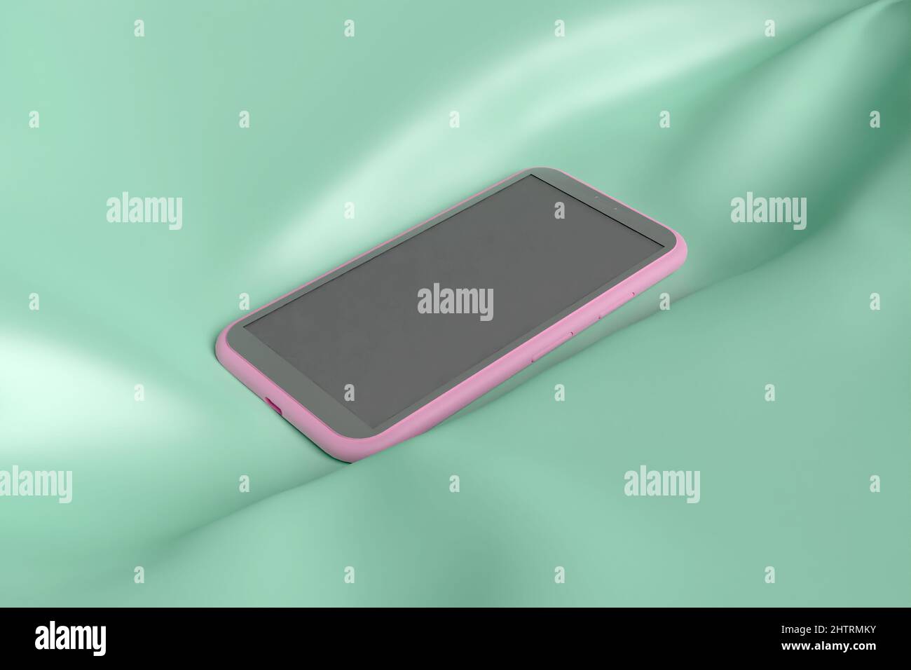 Smartphone on crumpled shiny fabric. 3D render Stock Photo - Alamy