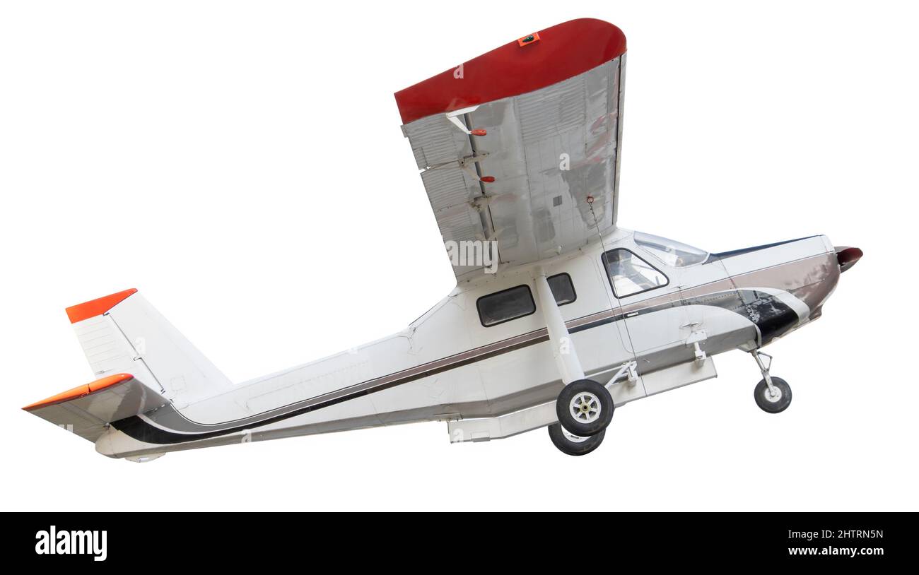small airplane flying in the air. isolated on white background Stock ...