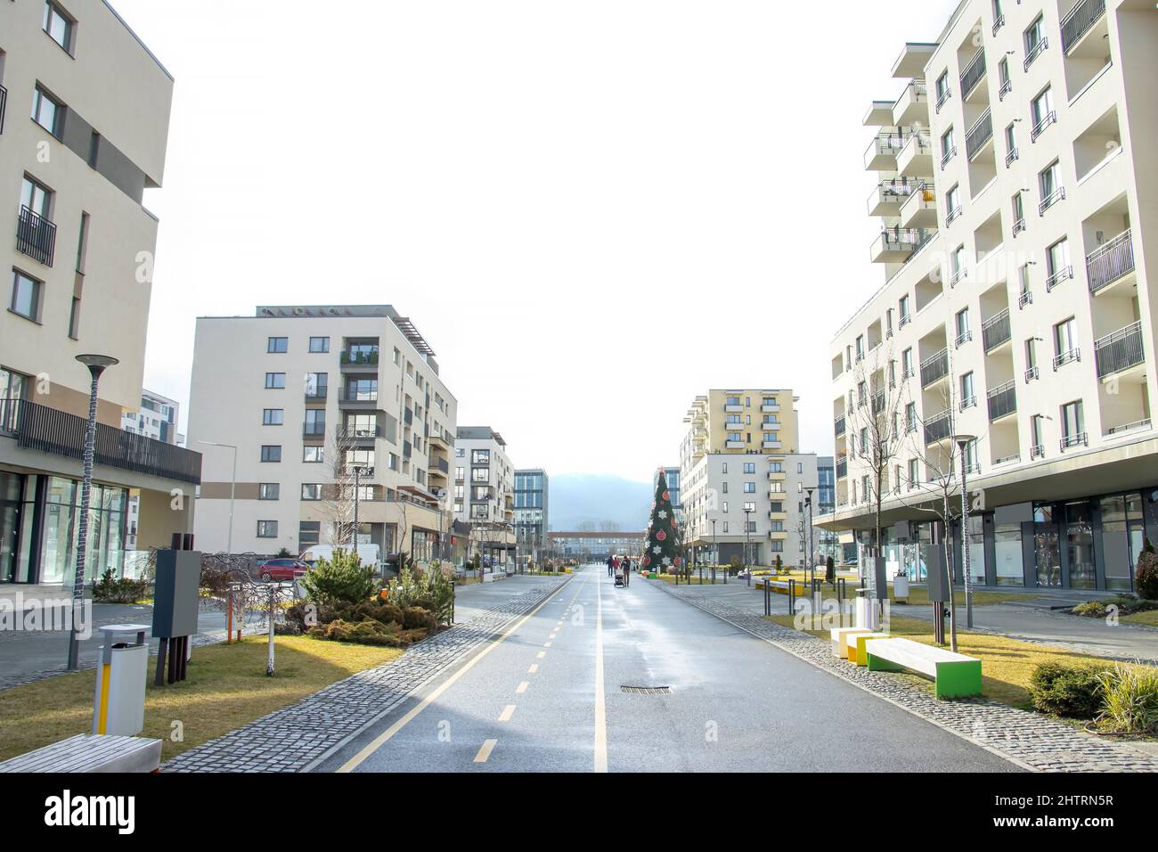 street in modern neighbourhood. urban view Stock Photo - Alamy