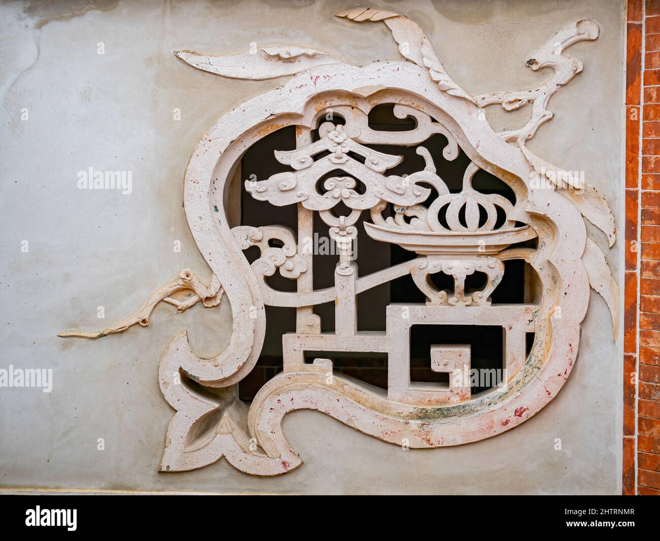 Close up shot of beautiful shape window in Shuitou Village at Kinmen ...