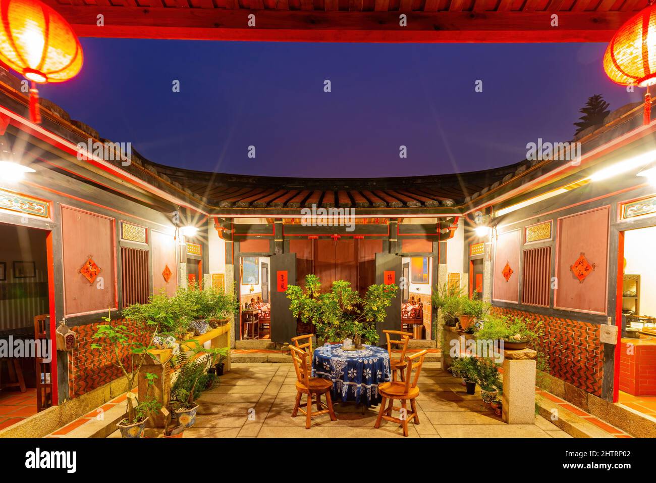 Kinmen, JUN 1 2014 - Night view of traditional building in the Shuitou ...