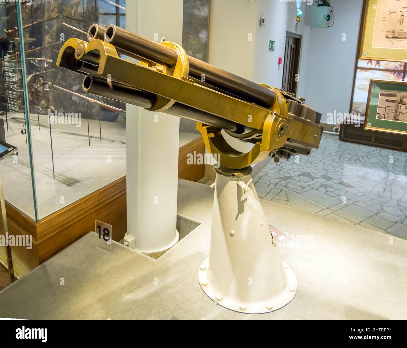 Tula, Russia - January 04, 2021: Naval multi-barrel gun of the ...