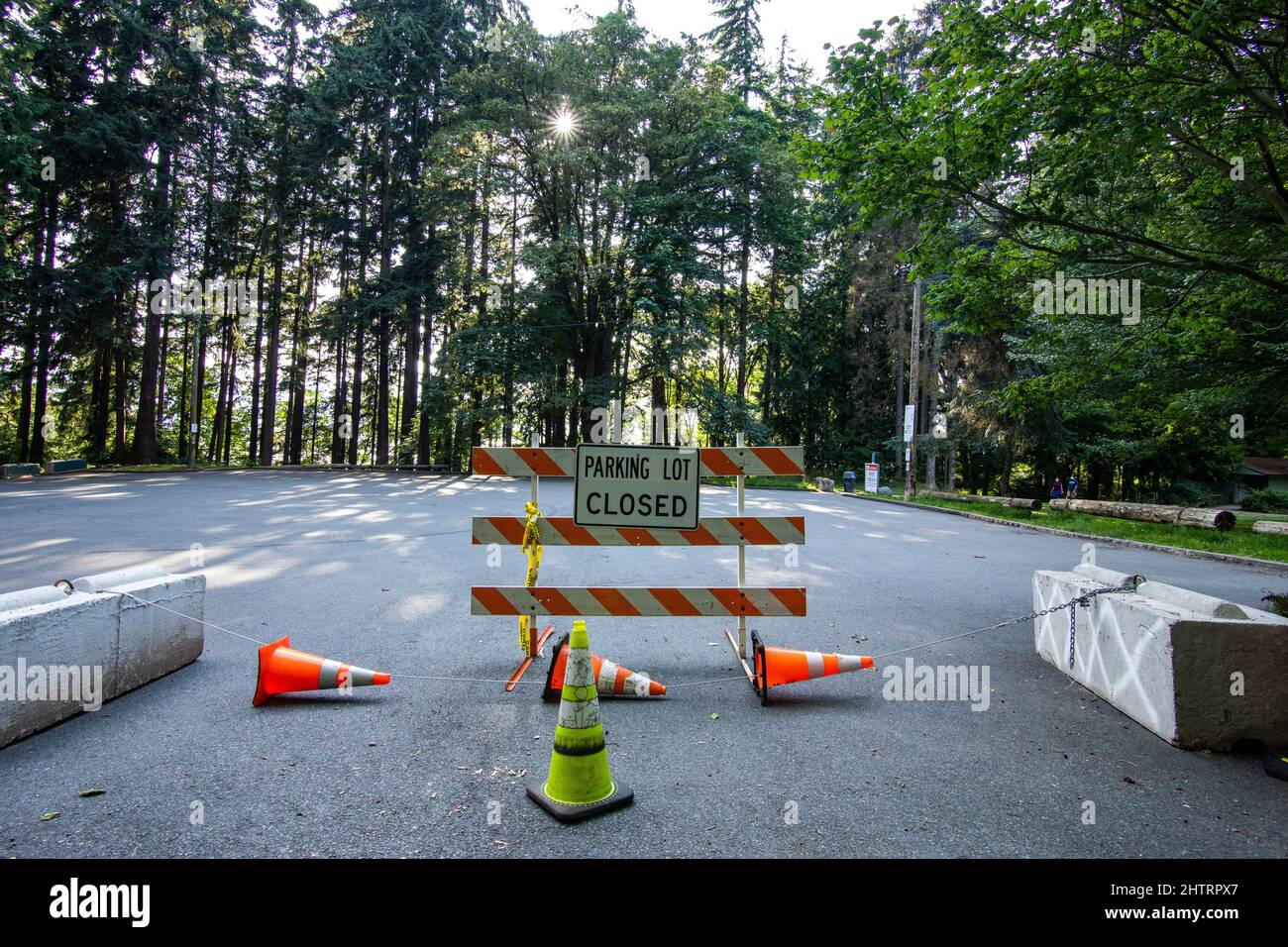 Closeup shot of signs with the writing of "Parking lot closed Stock ...