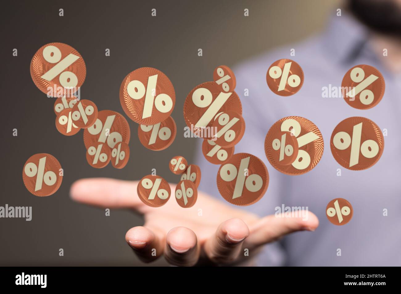 3d rendering of sale percentage symbols floating in the air for ...
