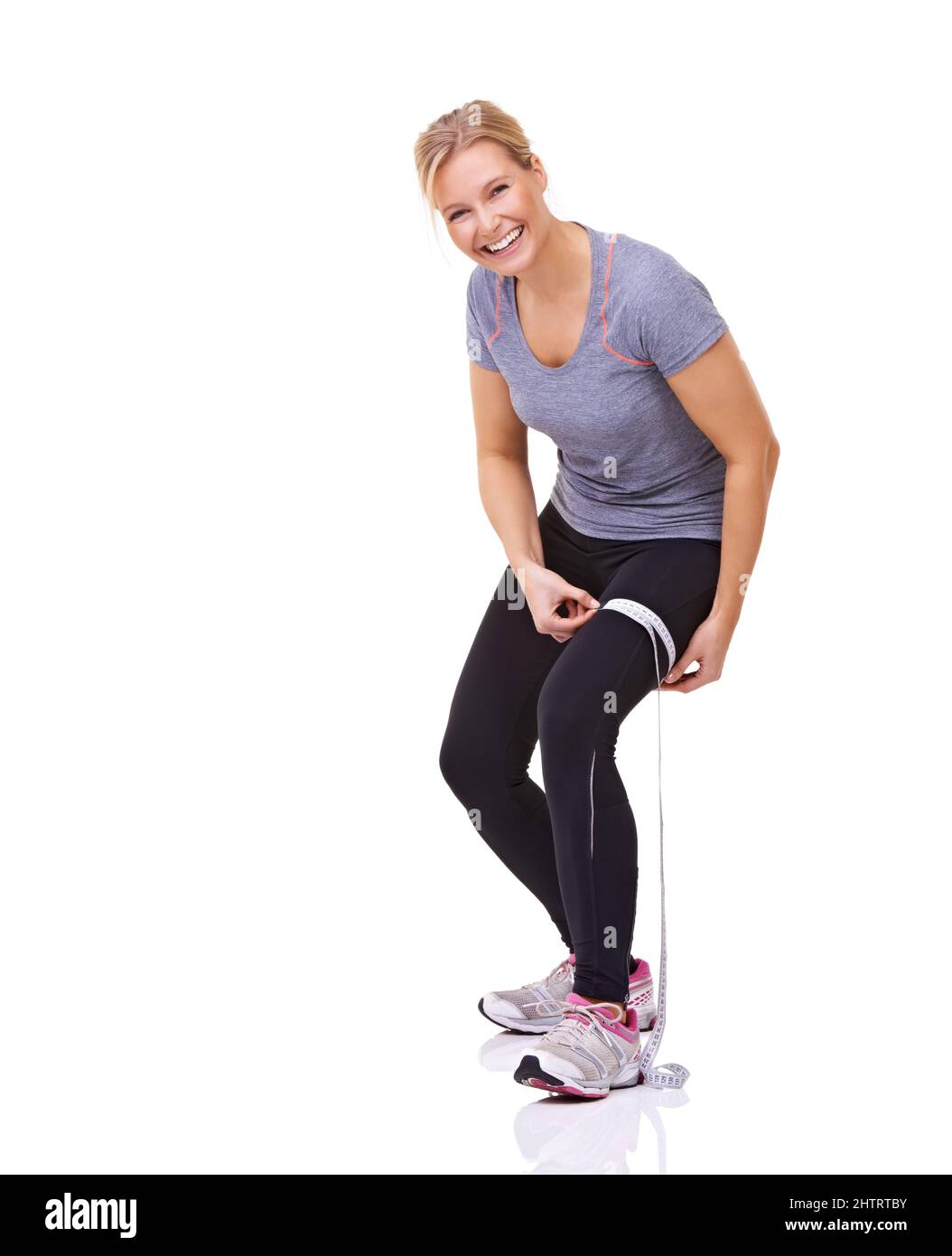 Building her strength. Studio shot of an attractive young woman ...