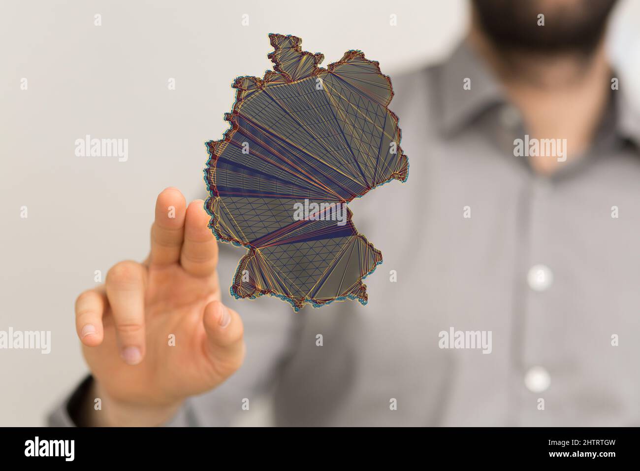 3d rendering of the map of Germany with outlined land border and lines ...