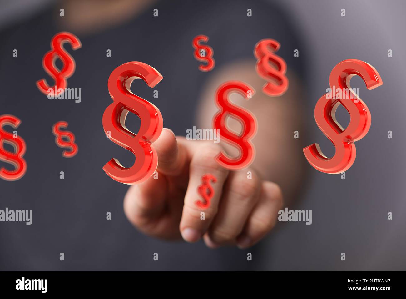 3d rendering of red law symbols floating in the air for legal advice ...