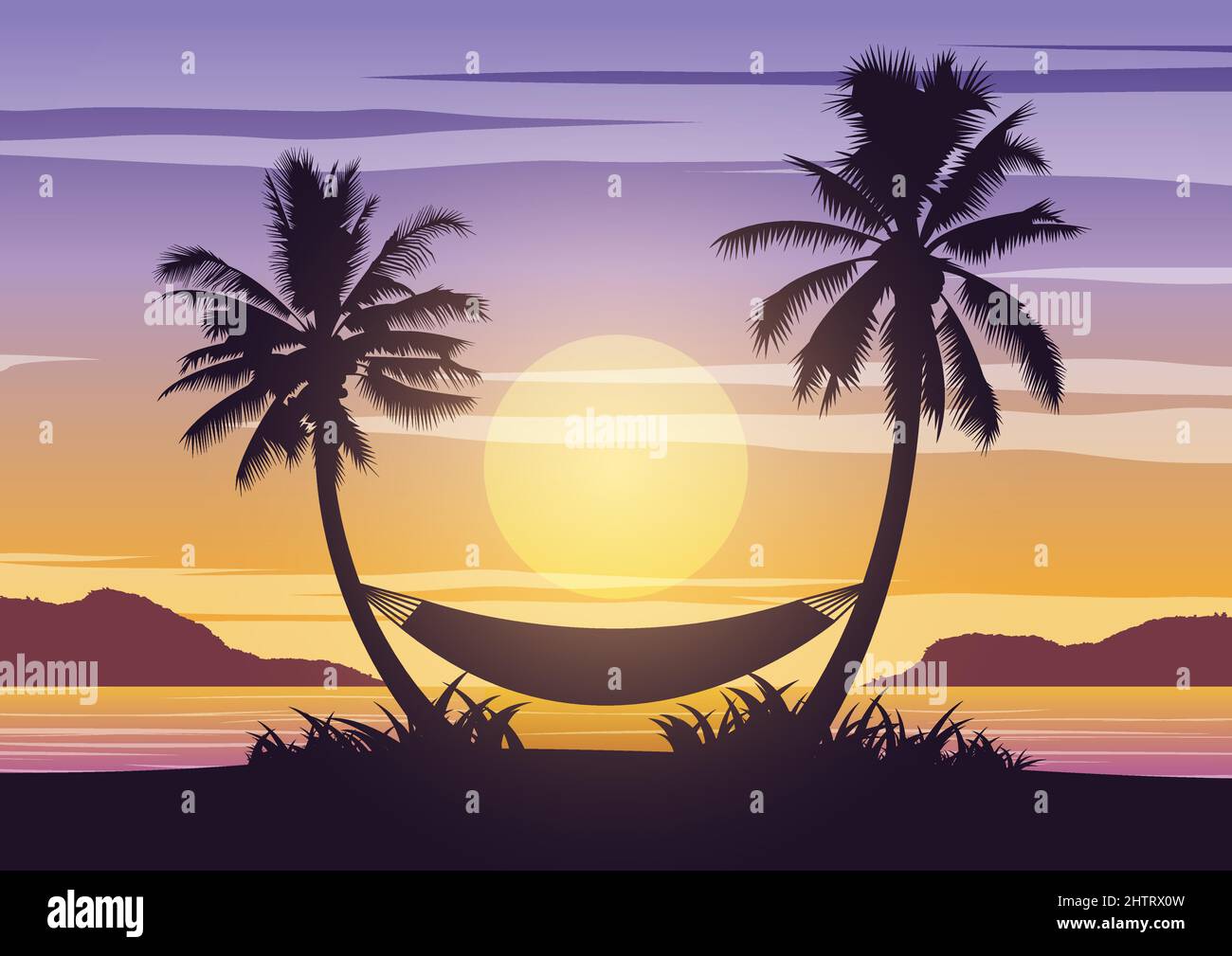 Palm Trees Sunset Clipart