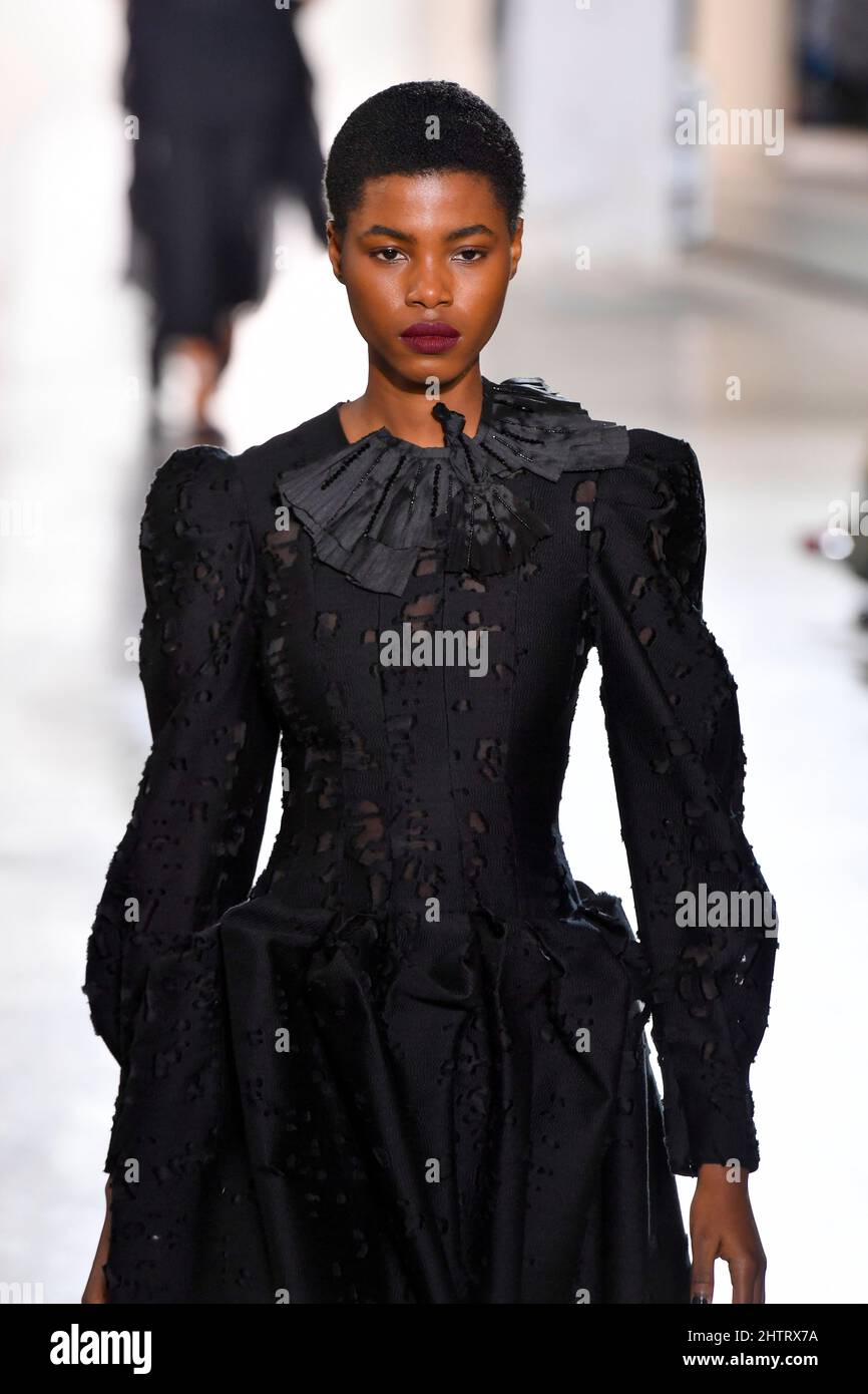 Model Victoria Fawole walks on the runway at the Rochas fashion show ...