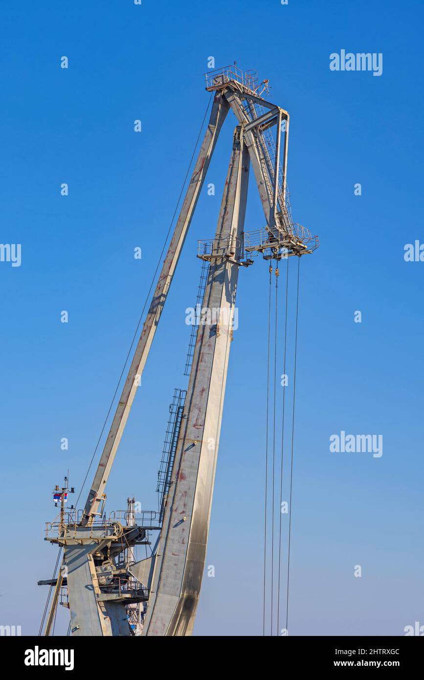 Big Industrial Steel Crane Boom Top at Port Stock Photo - Alamy